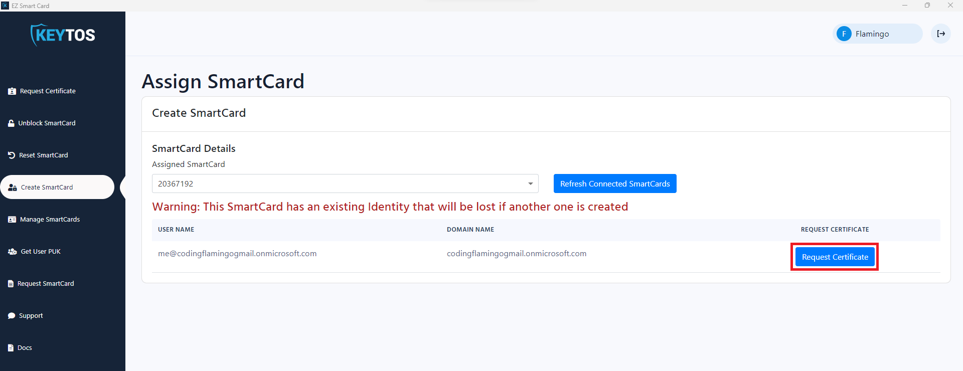 Load Smart Card For User - Keytos Docs